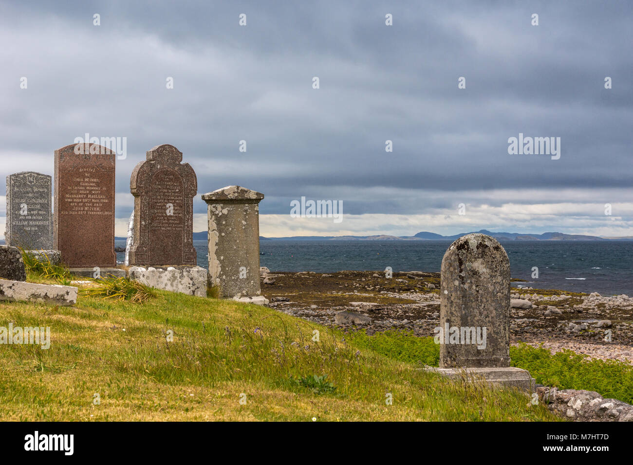 Laide, Scotland - June 8, 2012: Tombstones at Laide historic beach side ...