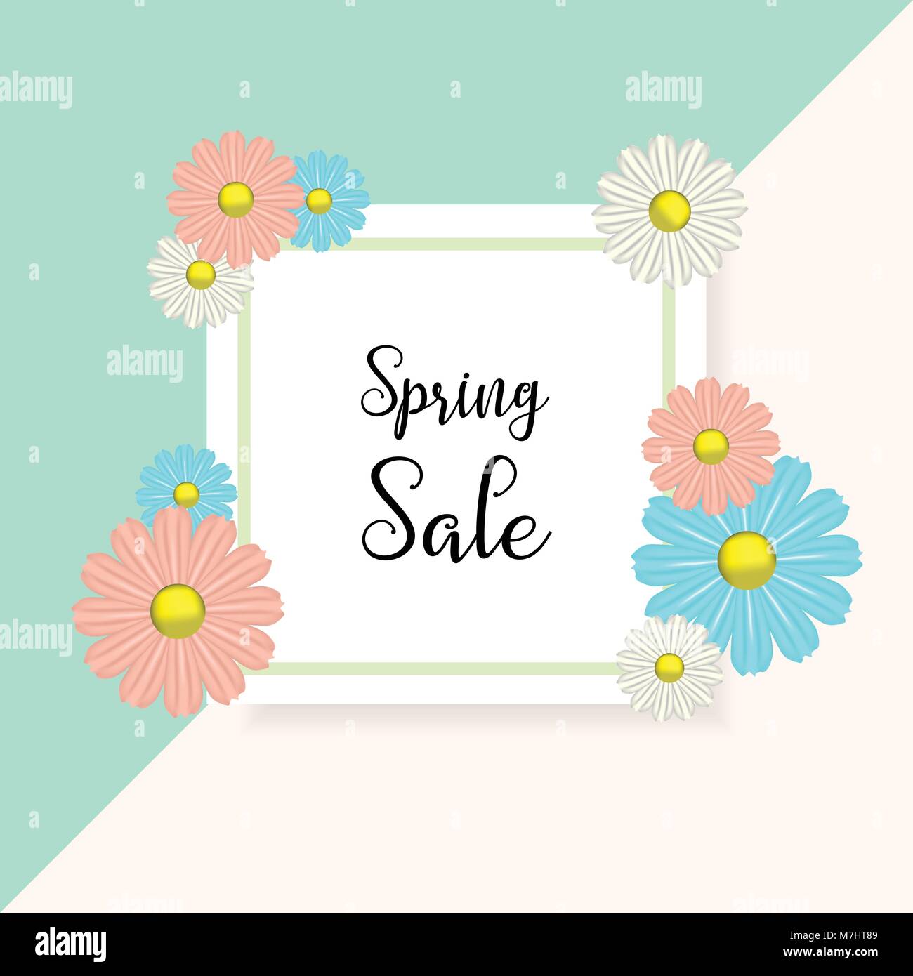 Spring sale with beautiful colorful flower background for web template ...