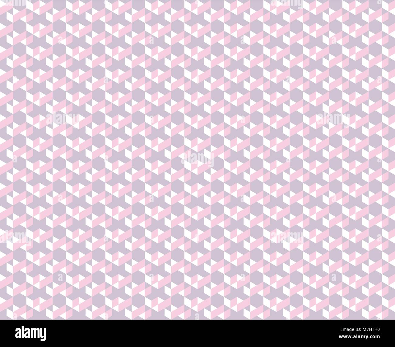 Abstract geometric pattern of 3-coloured (purple, pink, and white ...