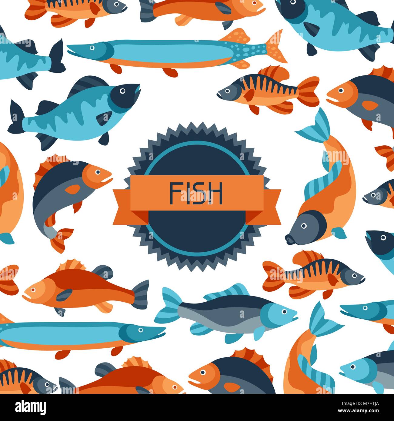 Background with various fish. Image for advertising booklets, banners ...