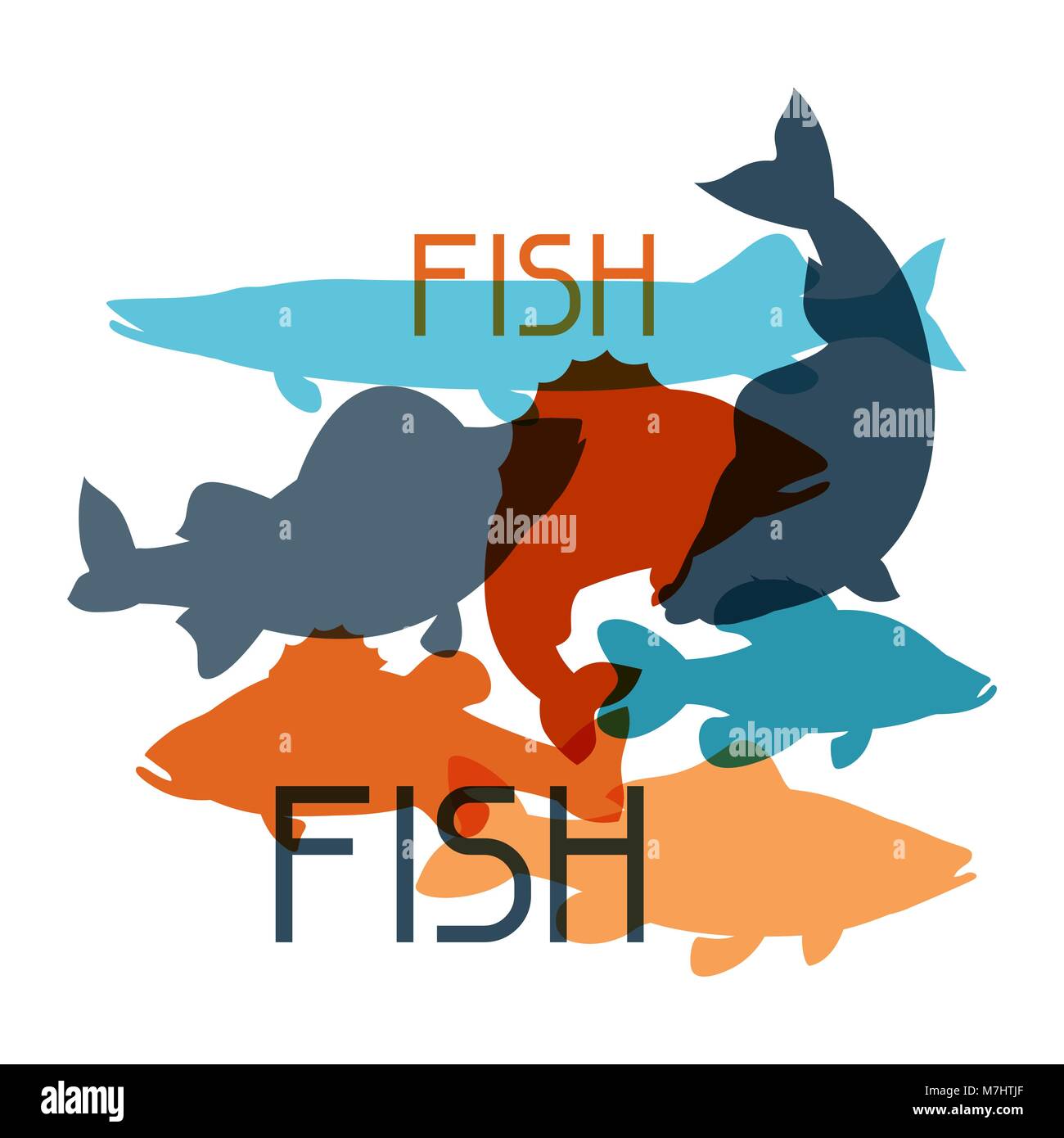 Background with various fish. Image for advertising booklets, banners ...
