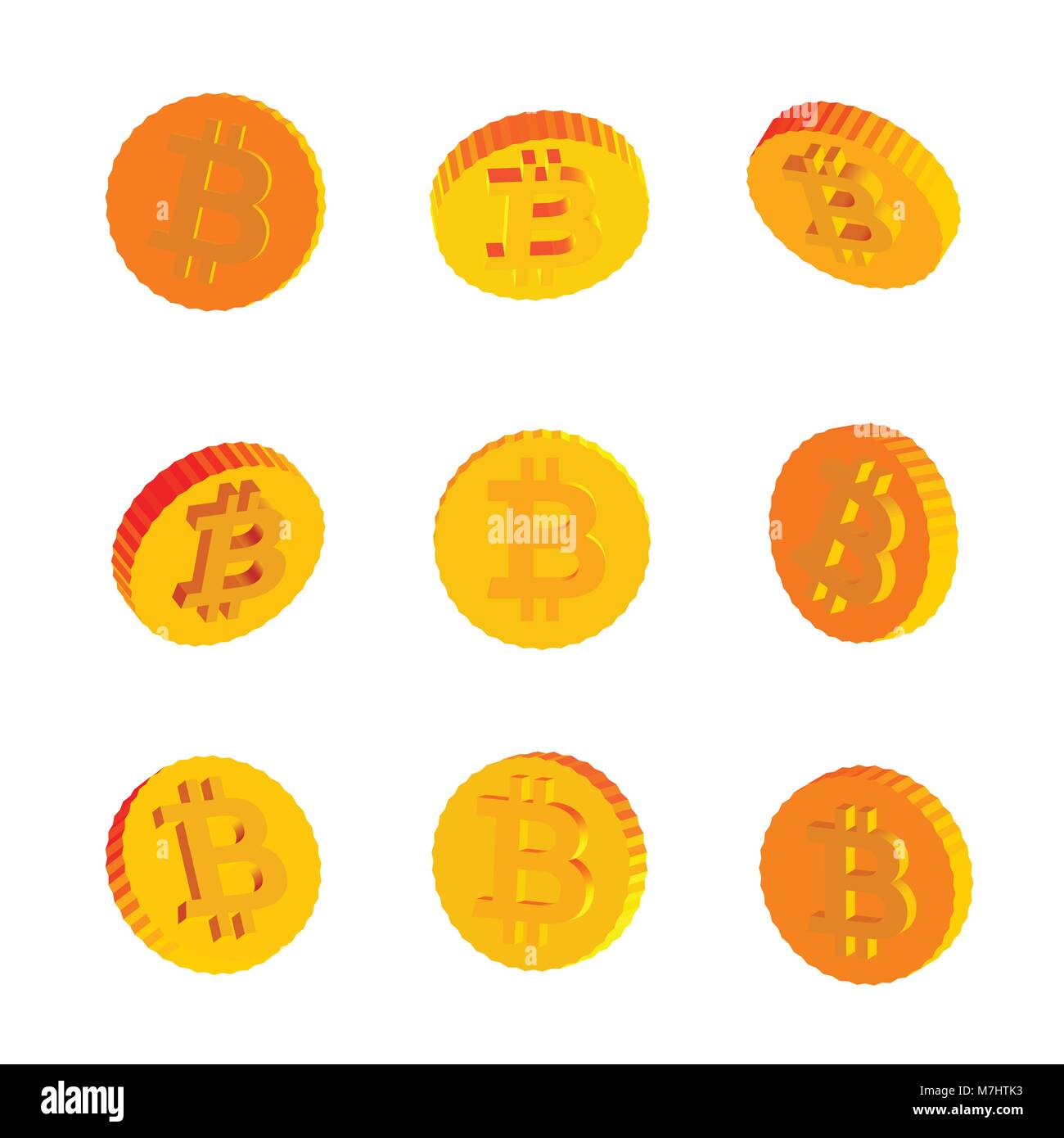 Golden Coins with Bitcoin Symbols Stock Vector Image & Art - Alamy