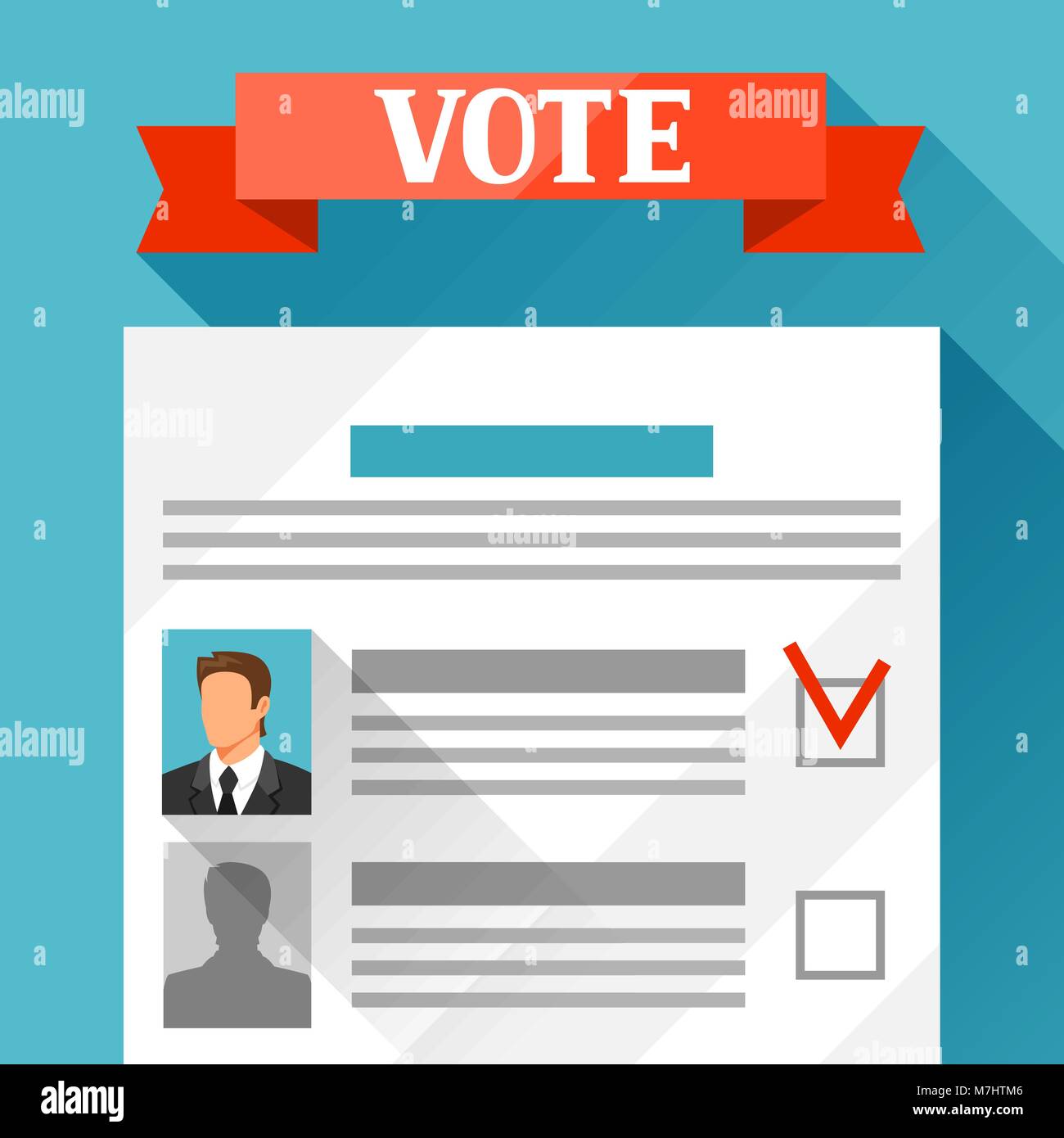 Voting ballot with selected candidate. Political elections illustration ...