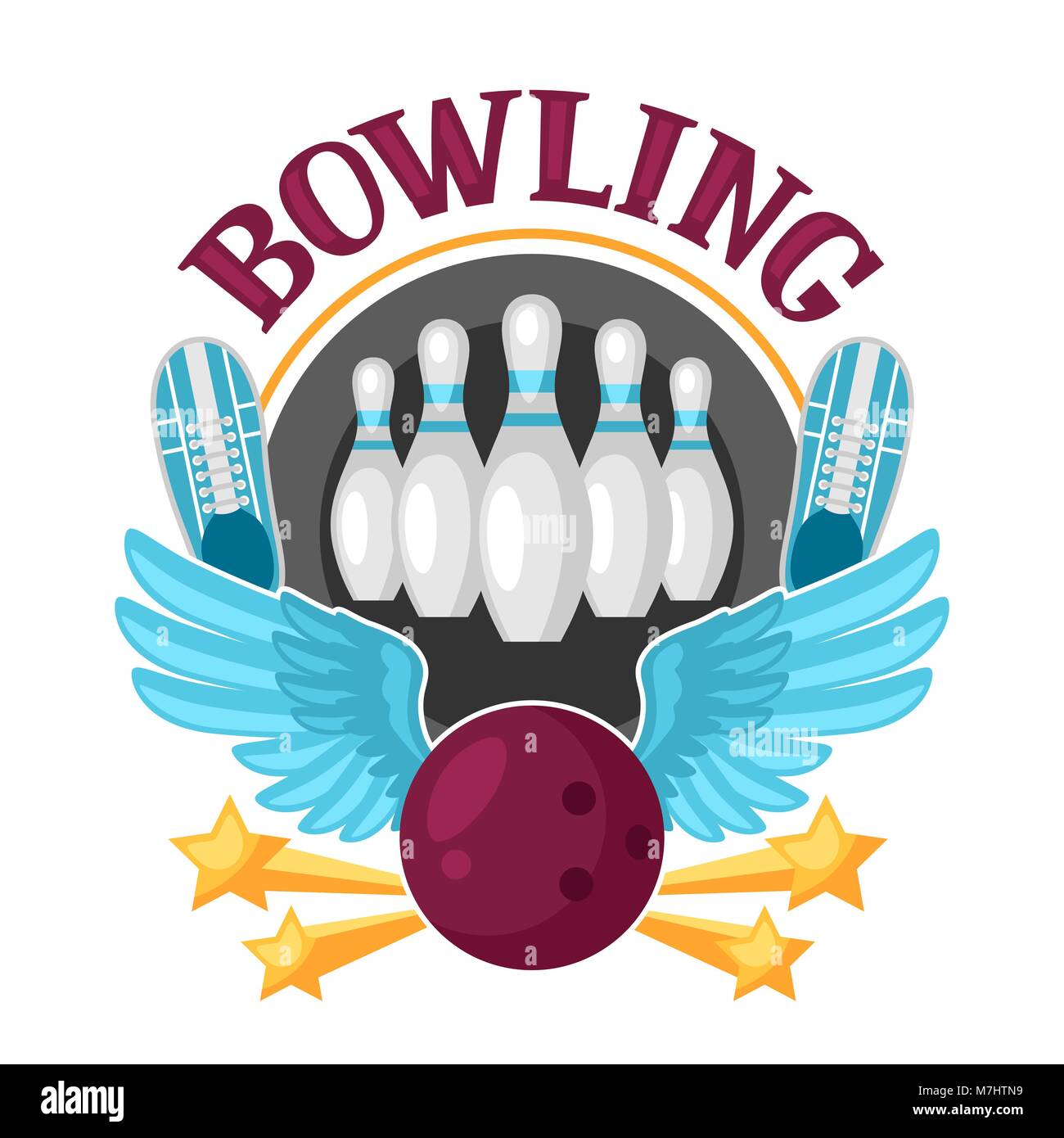 Bowling emblem with game objects. Image for advertising booklets ...