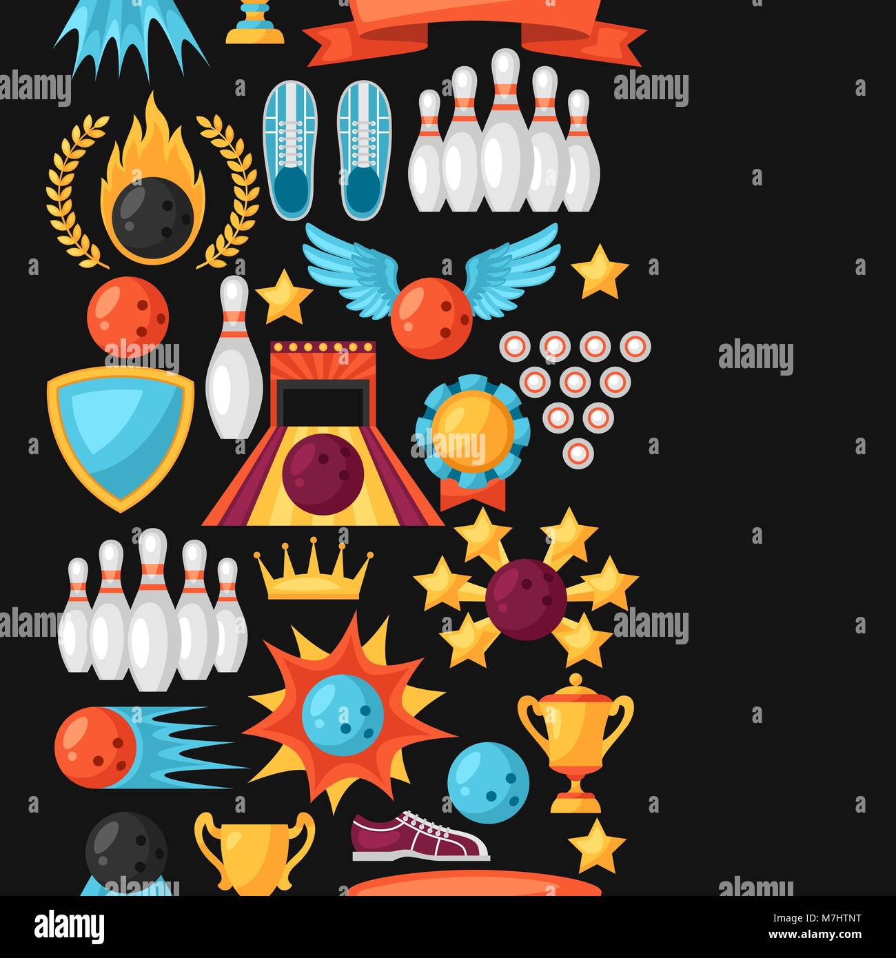 Seamless pattern with bowling items. Background made without clipping ...
