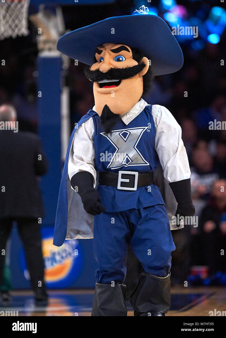 New York, New York, USA. 9th Mar, 2018. Xavier Musketeers mascot during ...
