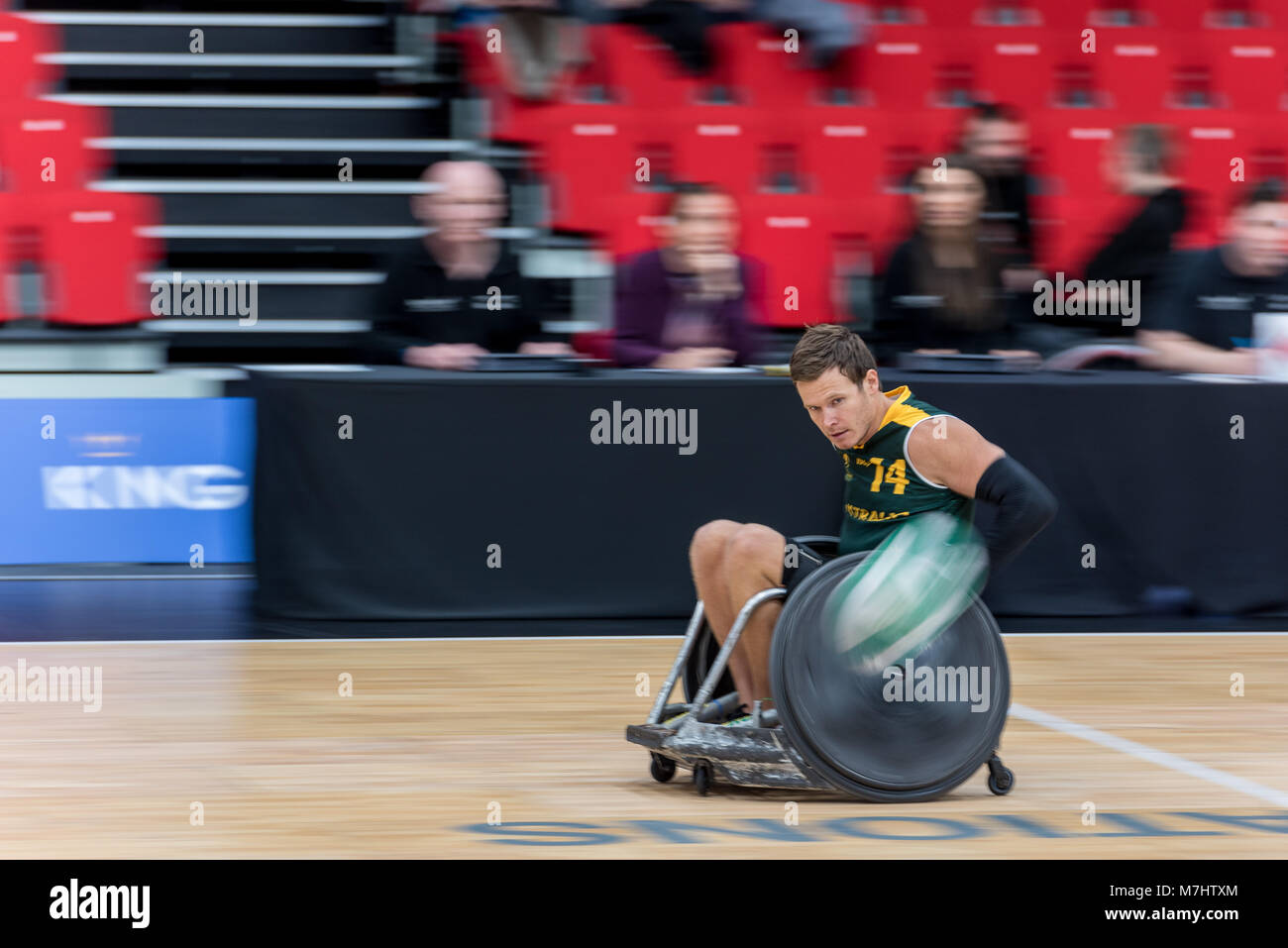 Leicester, UK, 10th March, 2018. Wheelchair Rugby Quad Nations: AUS vs ...
