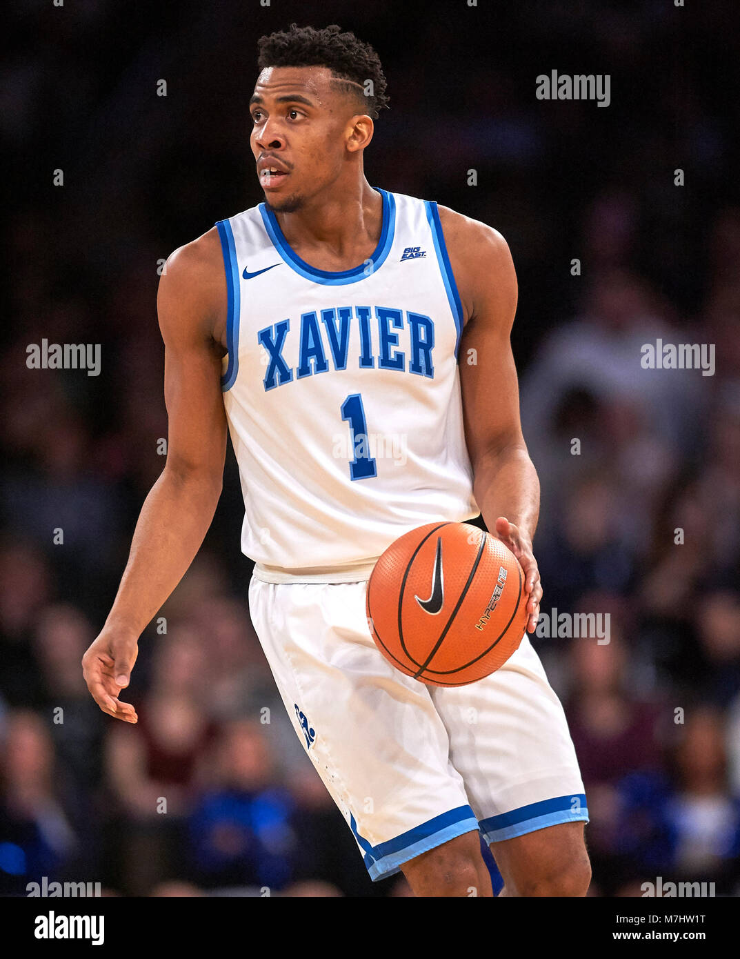 New York, New York, USA. 9th Mar, 2018. Xavier Musketeers guard Paul ...