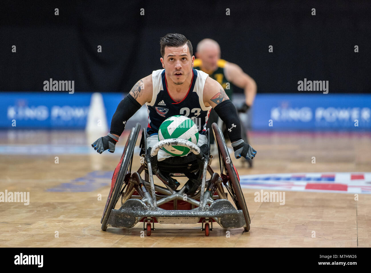 Leicester, UK, 10th March, 2018. Wheelchair Rugby Quad Nations: AUS vs ...