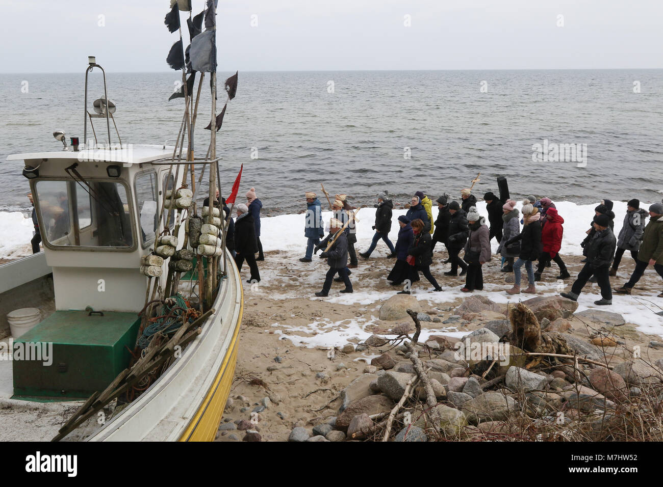 Gdynia, Poland 10th. March 2018 Way of cross on the Baltic Sea coast in ...