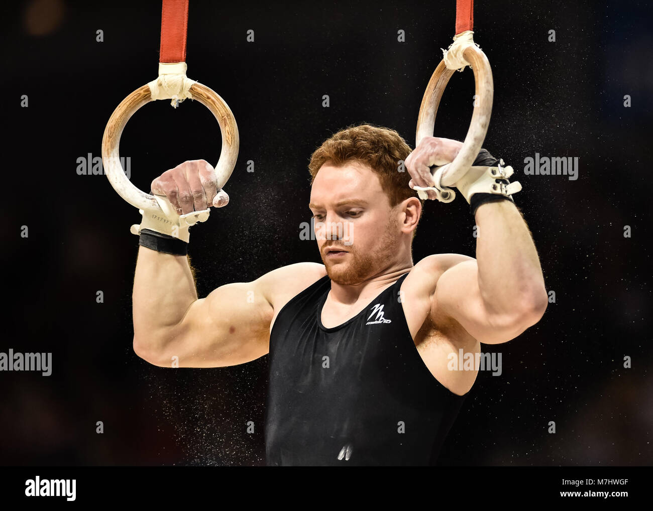 Liverpool, UK. 10th March, 2018. Daniel Purvis competes on the Still ...