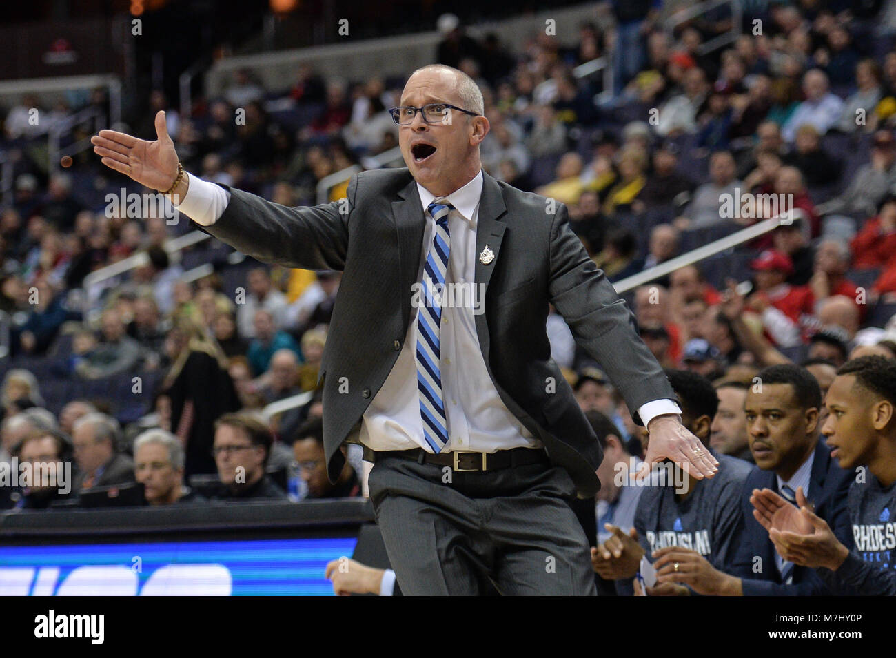 Washington, DC, USA. 10th Mar, 2018. Rhode Island Head Coach DAN HURLEY ...