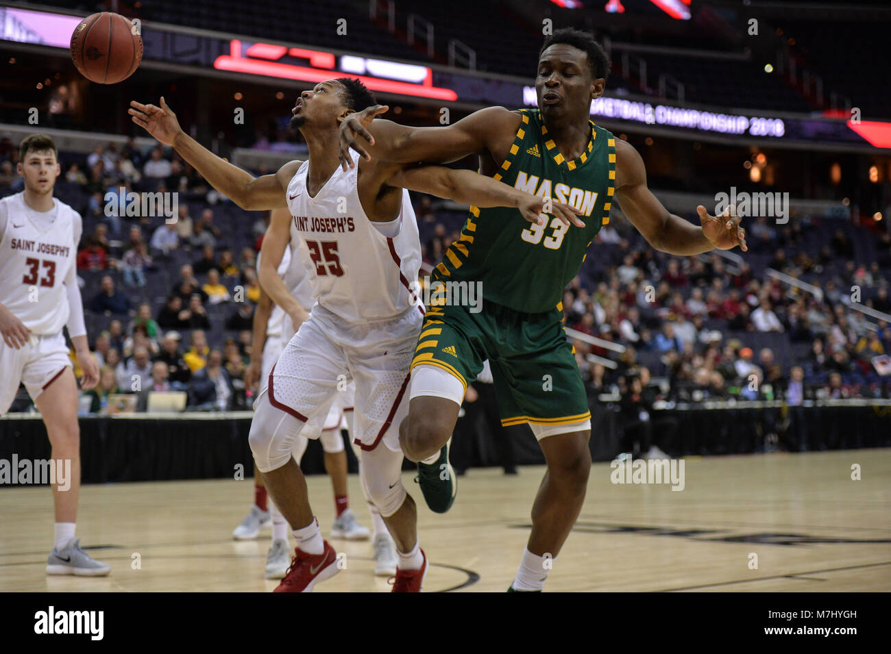 Washington, DC, USA. 9th Mar, 2018. JAMES DEMERY (25) and GREG CALIXTE ...