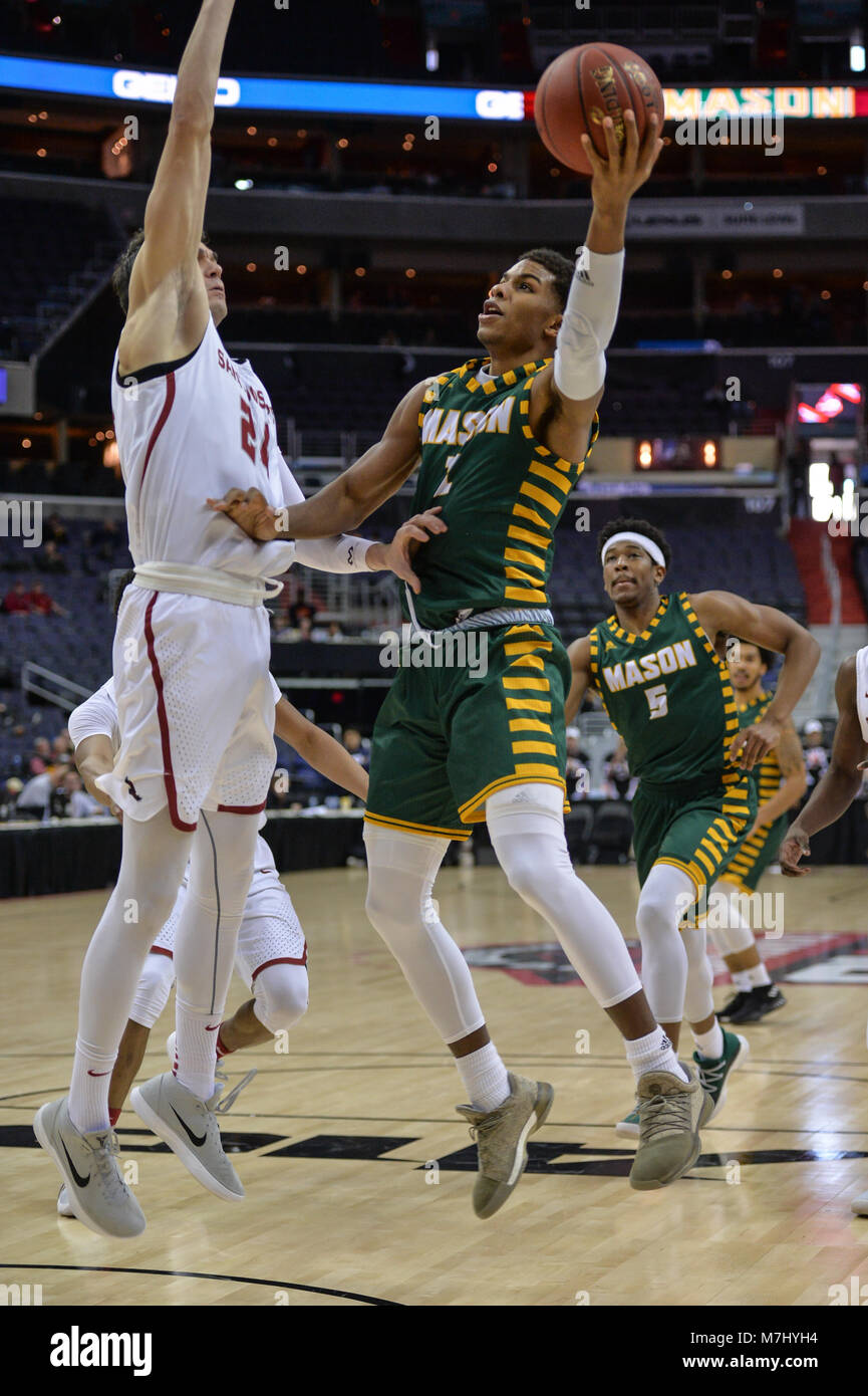 Washington, DC, USA. 9th Mar, 2018. JUSTIN KIER (1) attempts to score ...