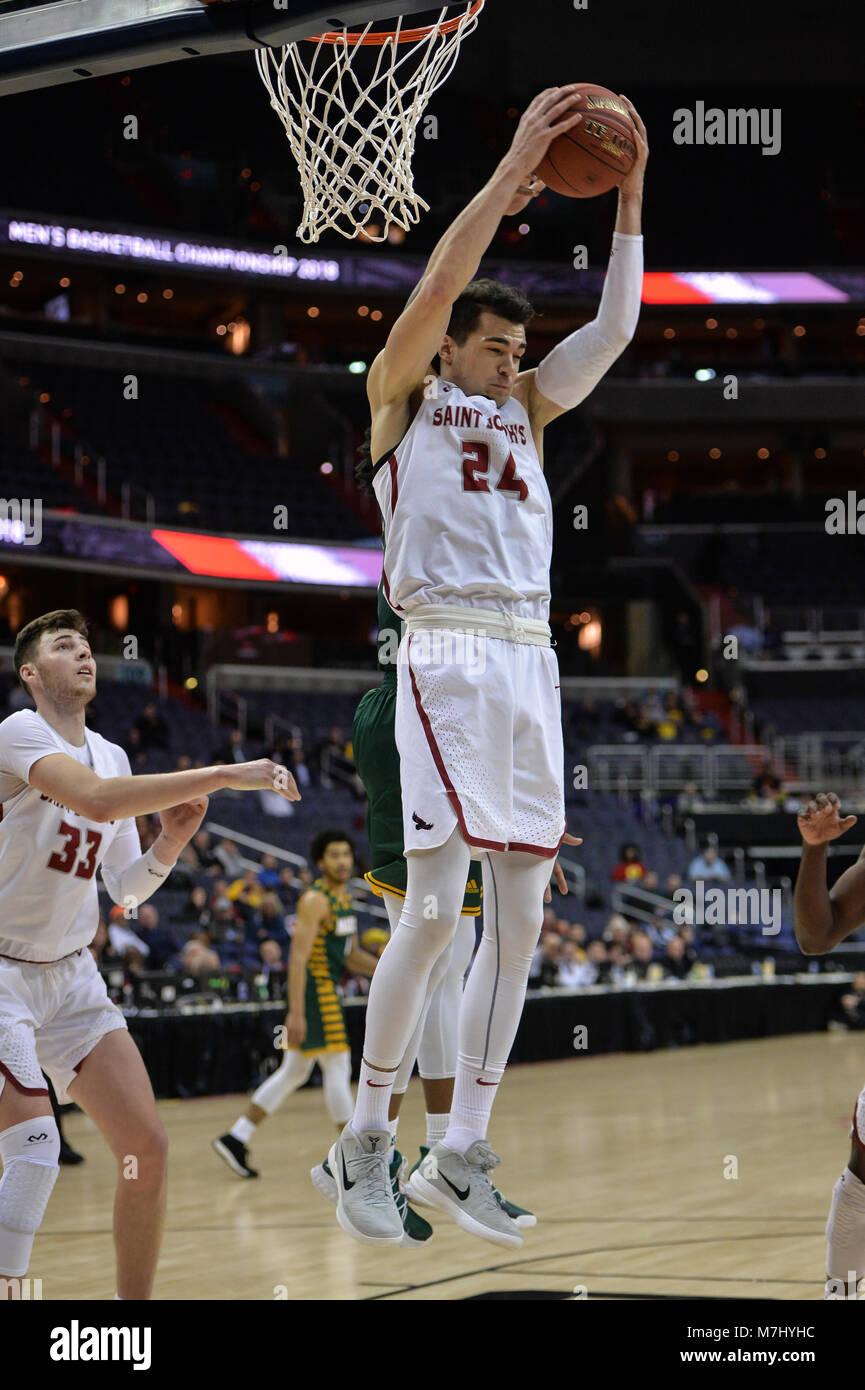 Washington, DC, USA. 9th Mar, 2018. PIERFRANCESCO OLIVA (24) rebounds ...