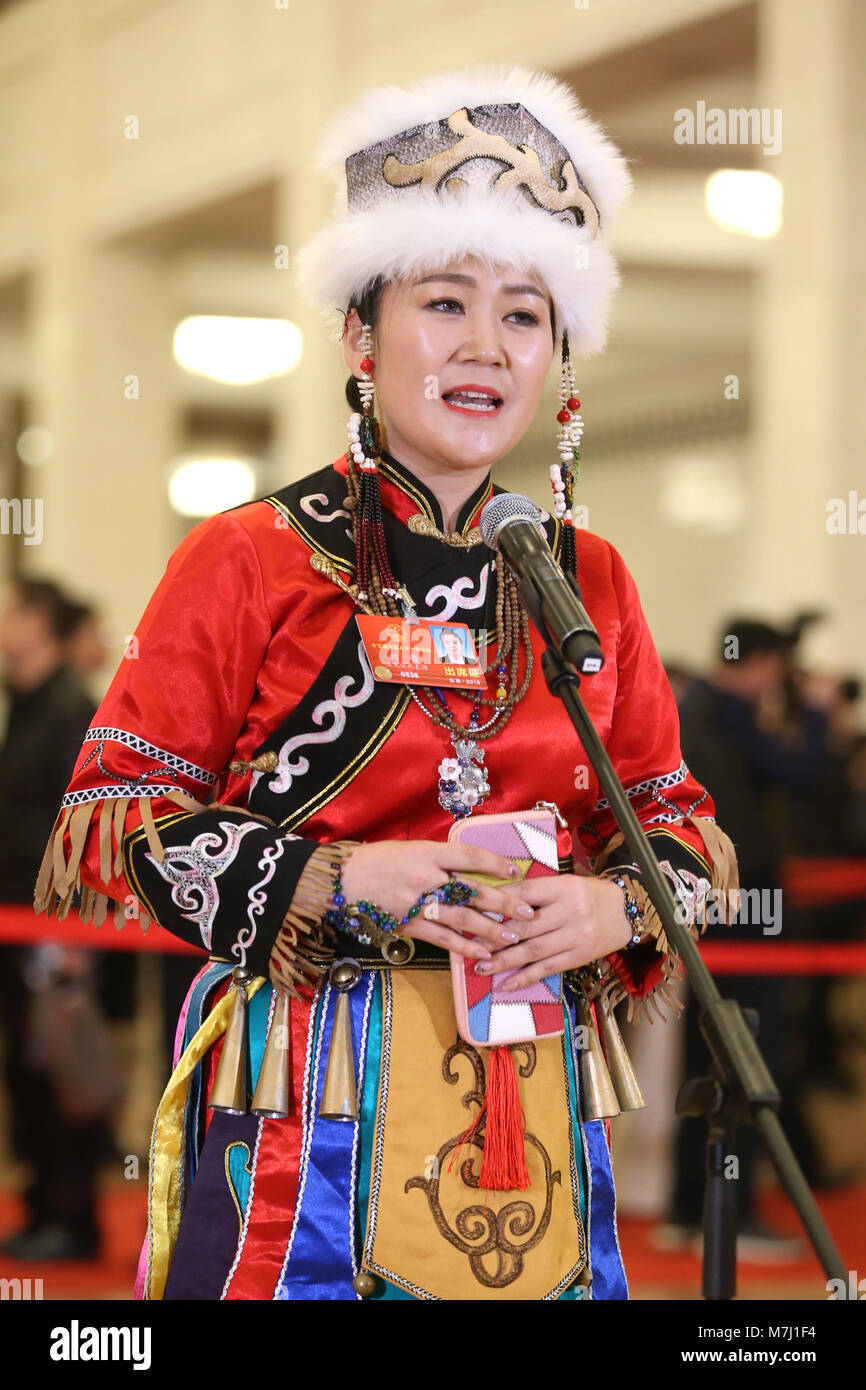 Beijing, China. 11th Mar, 2018. Liu Lei, a deputy to the 13th National People's Congress (NPC ...