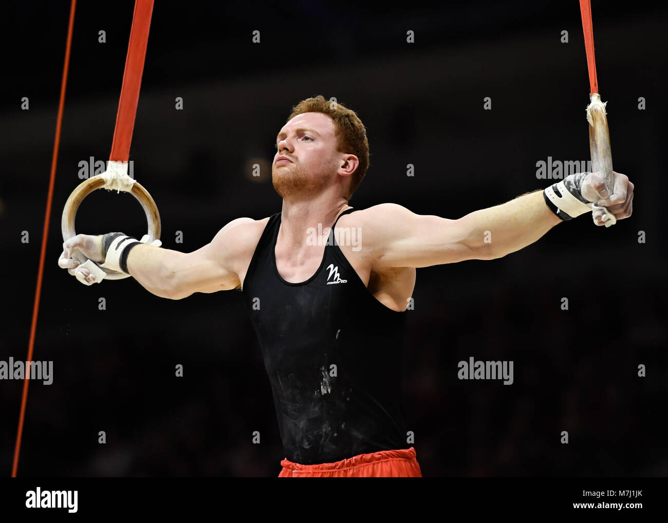 Liverpool, UK. 10th March, 2018. Daniel Purvis competes on the Still ...