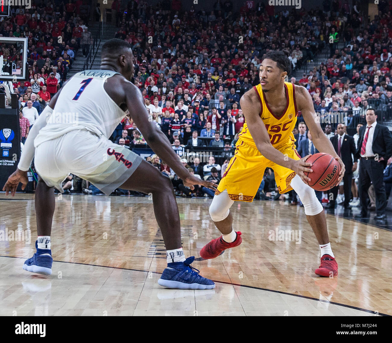 Mar 10 2018 Las Vegas, NV, U.S.A. USC guard Elijah Stewart (30) looks ...