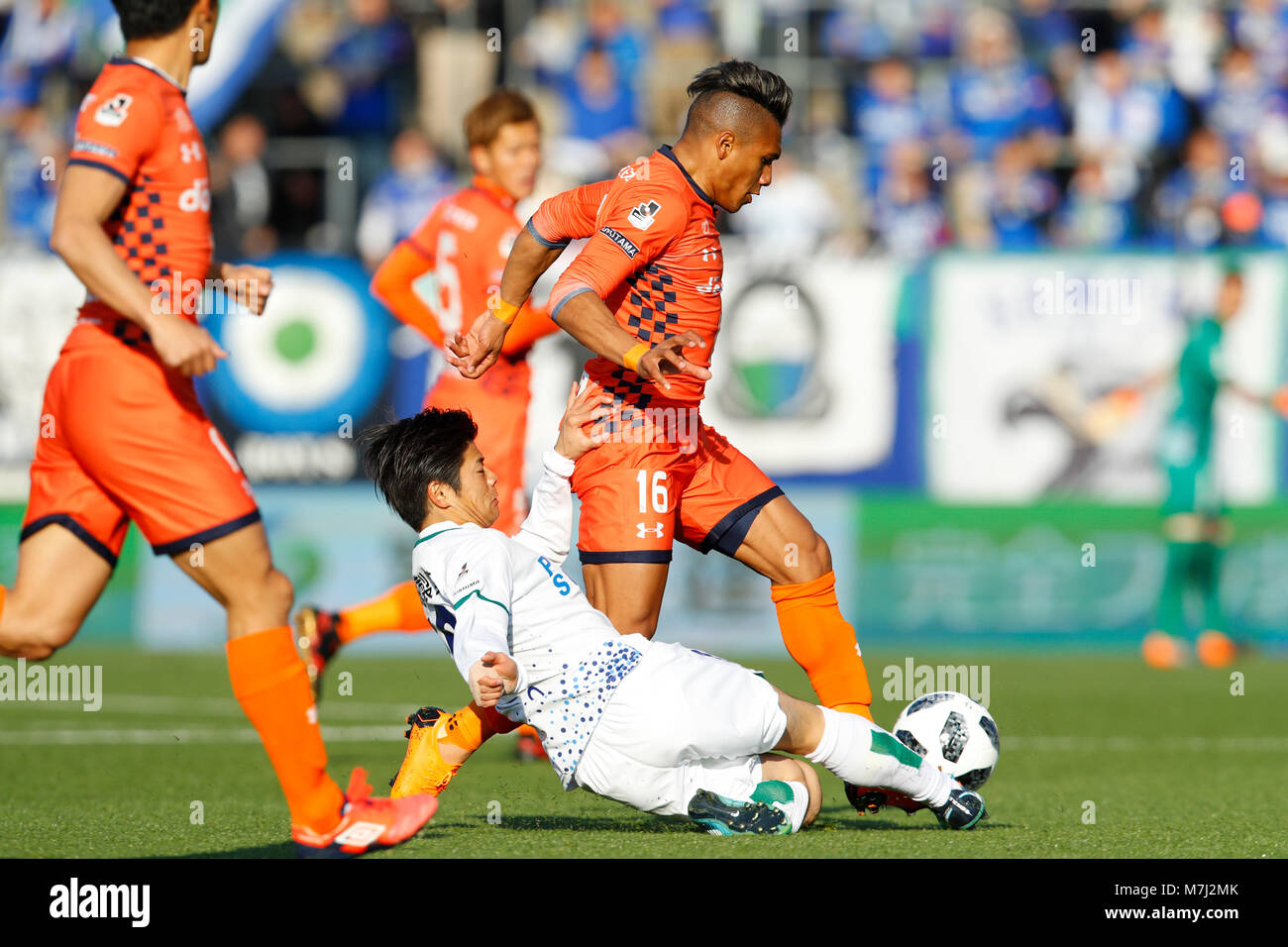 (L to R) Taro Sugimoto (Vortis), Mateus (Ardija), MARCH 10, 2018 Football/Soccer : 2018 J2 ...