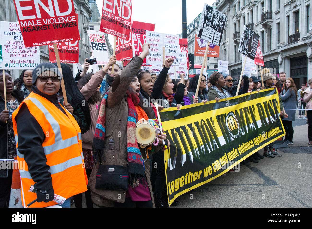 London, UK 10th March 2018. Million Women Rise march and rally. For the ...