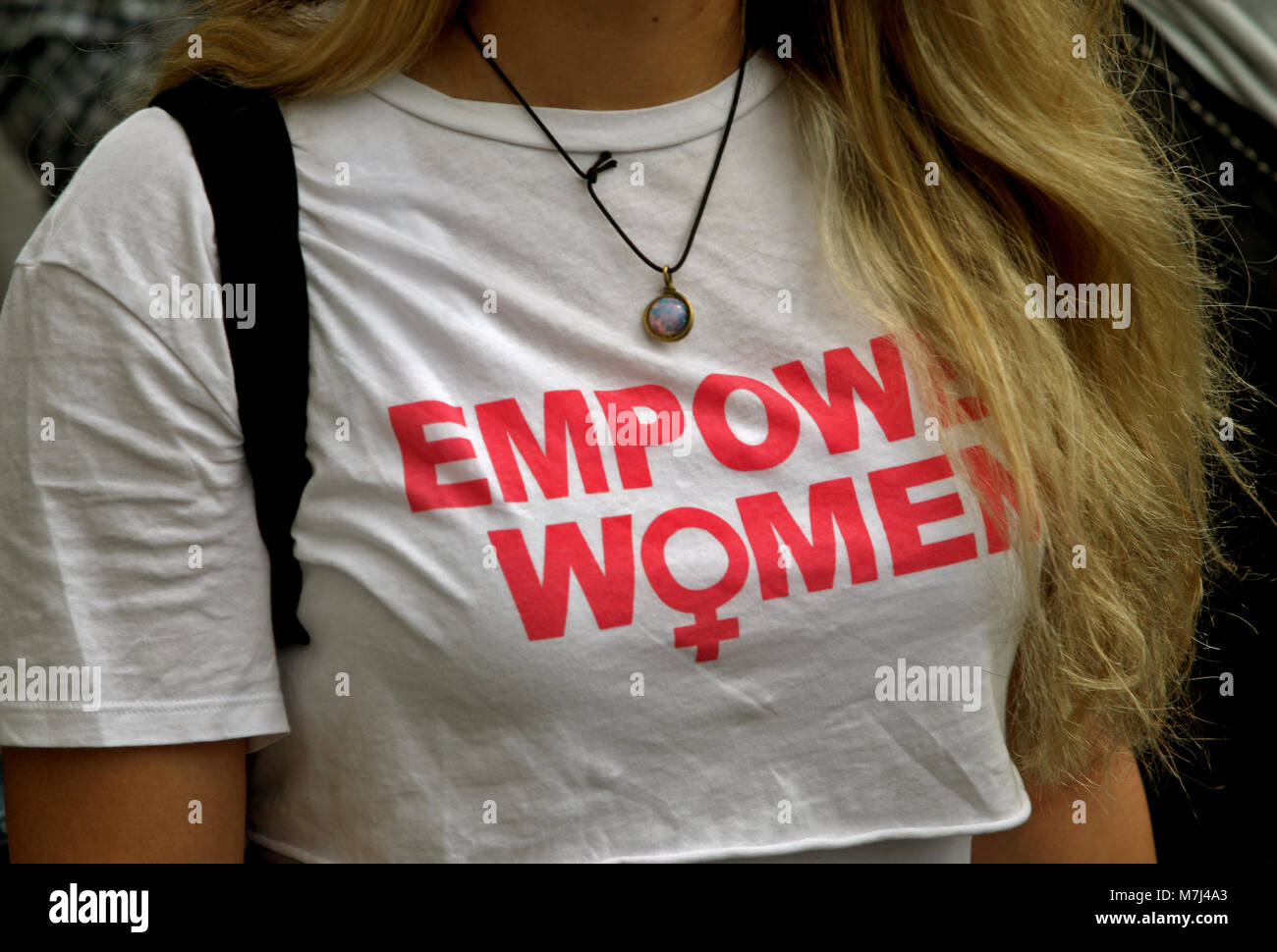 Beirut, Lebanon. 11th Mar, 2018. A Lebanese woman takes part in a march ...