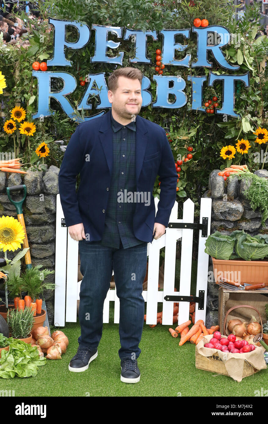 London, UK. 11th March, 2018. James Corden, Peter Rabbit - UK Gala ...