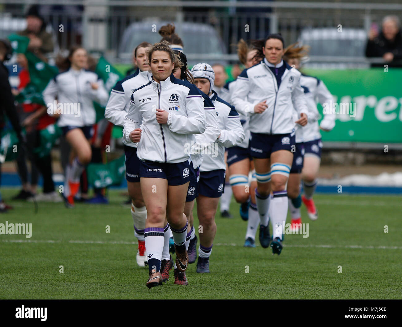 Dublin, Ireland. Sunday 11 March, 2018. Scotland are led out to face ...
