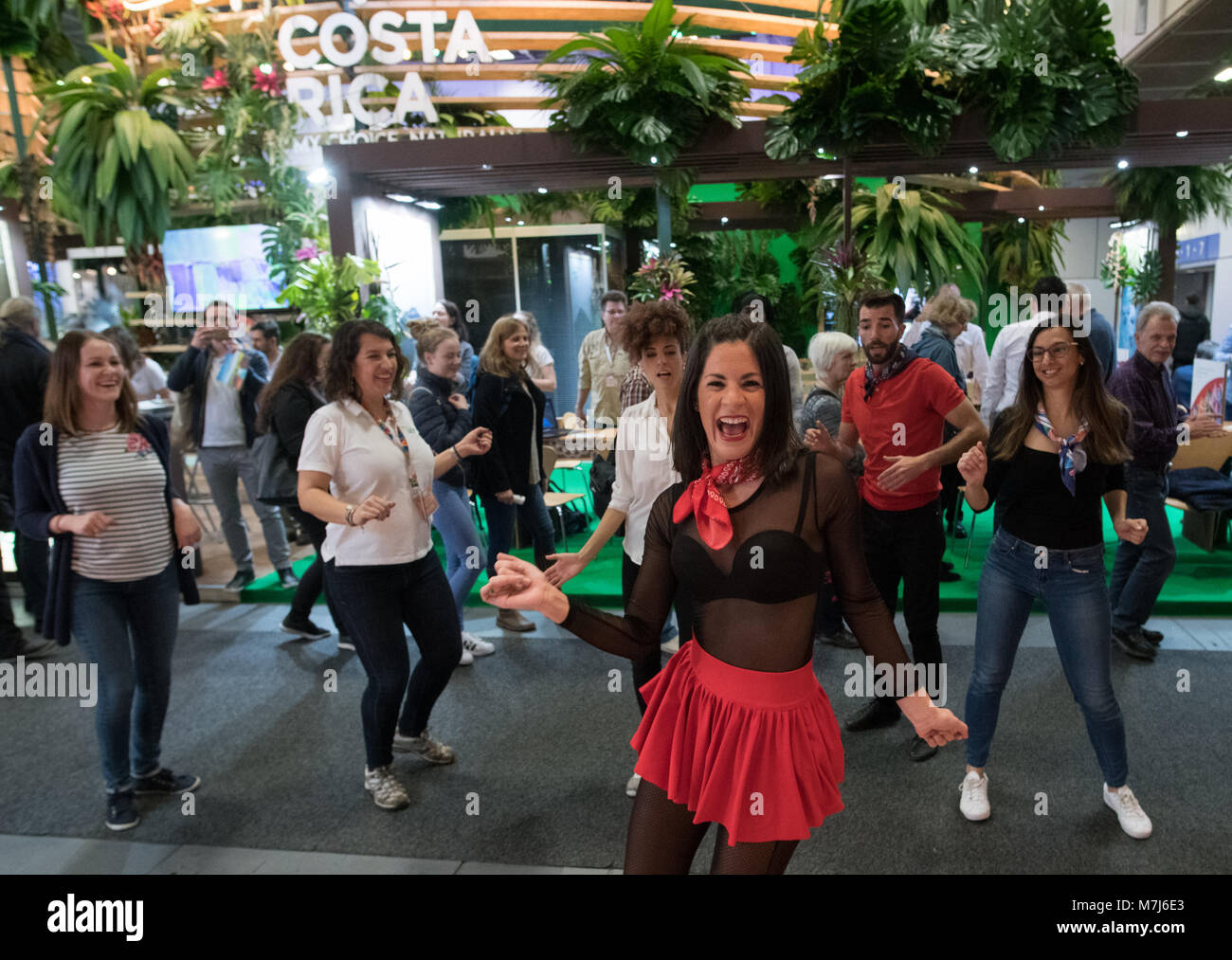 11 March 2018, Germany, Berlin: Milena dances with visitors at the ...