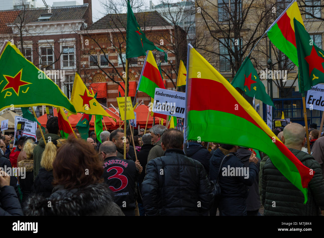 The Hague, the Netherlands. 11 March, 2018. Kurdish protest rally ...