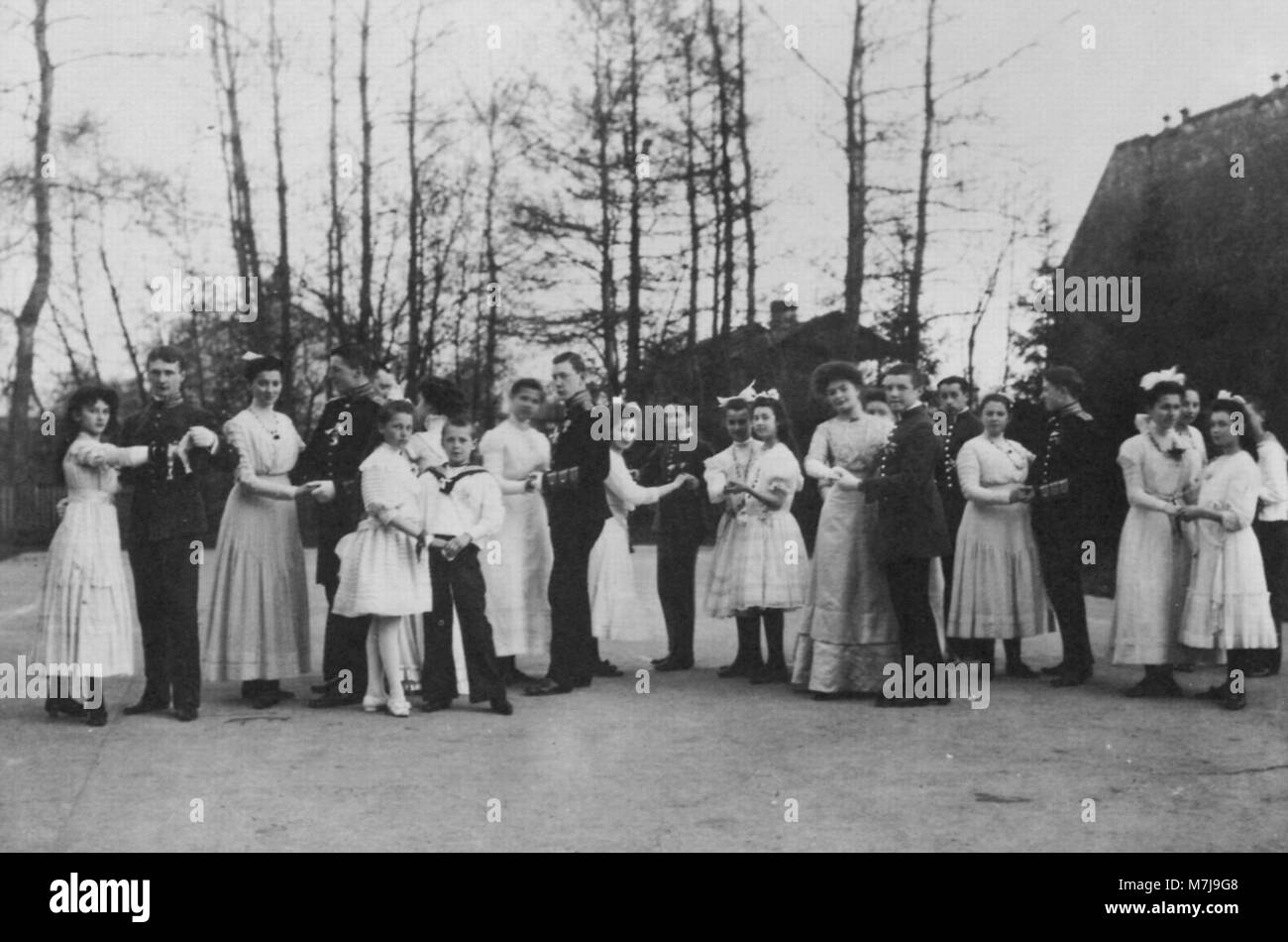 A Russian photograph from around 1904 depicting a group of young people ...