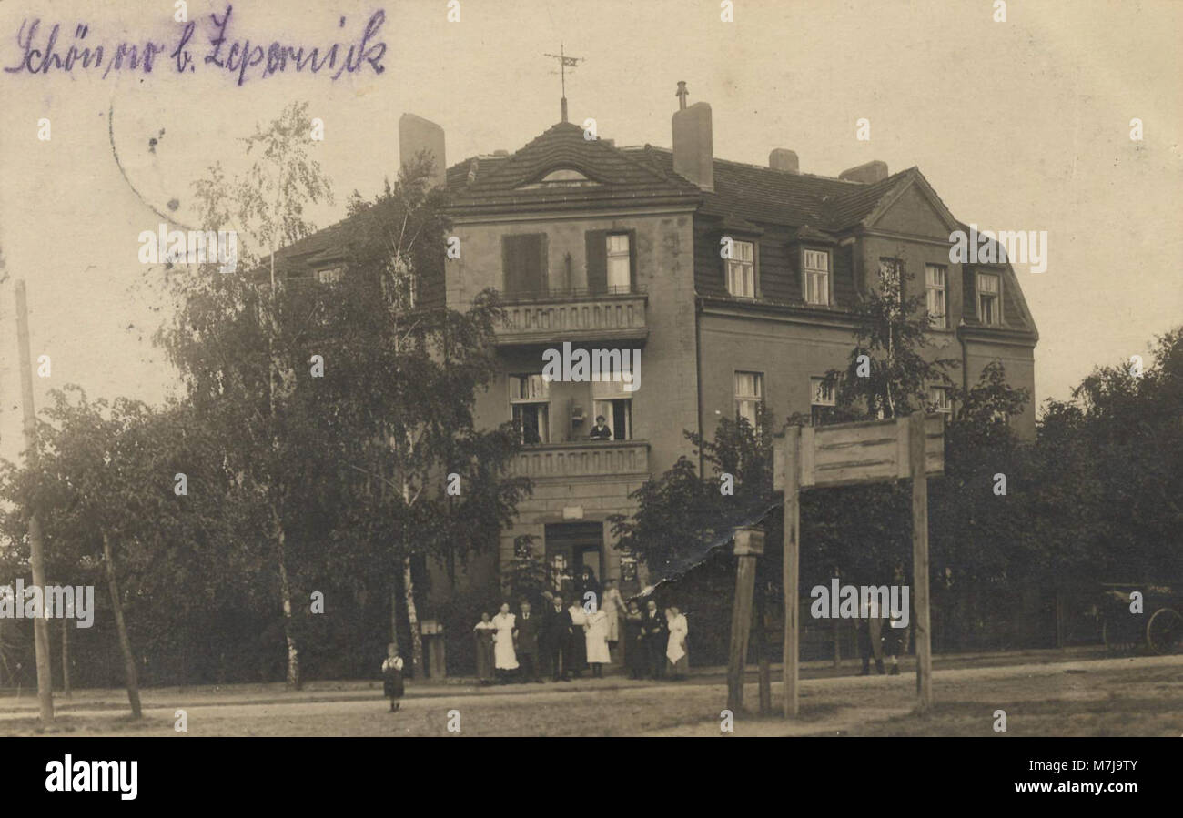 A view of Brandenburg's building, depicted in a historical postcard ...