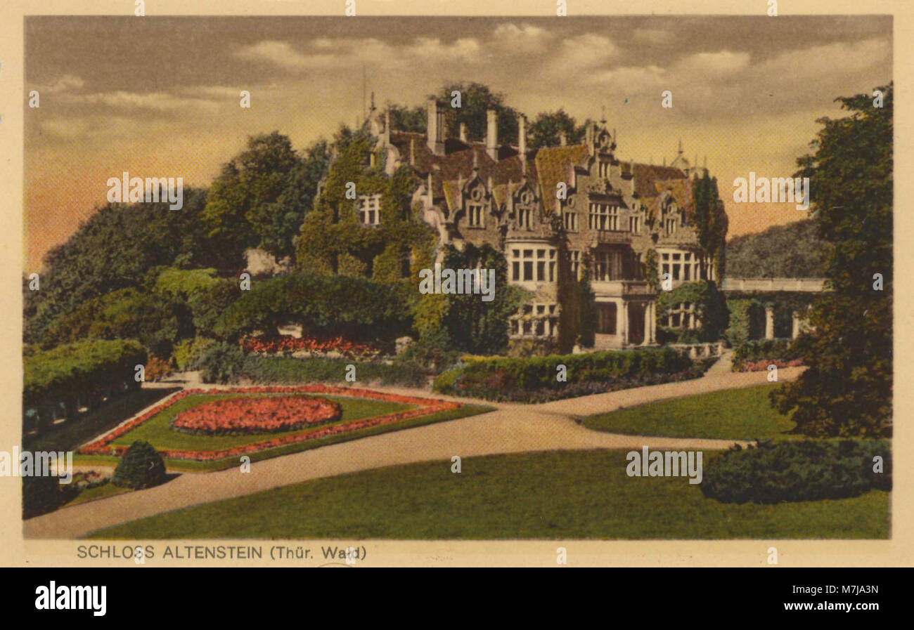 A vintage postcard image of Schloss Altenstein in Thuringia, Germany ...