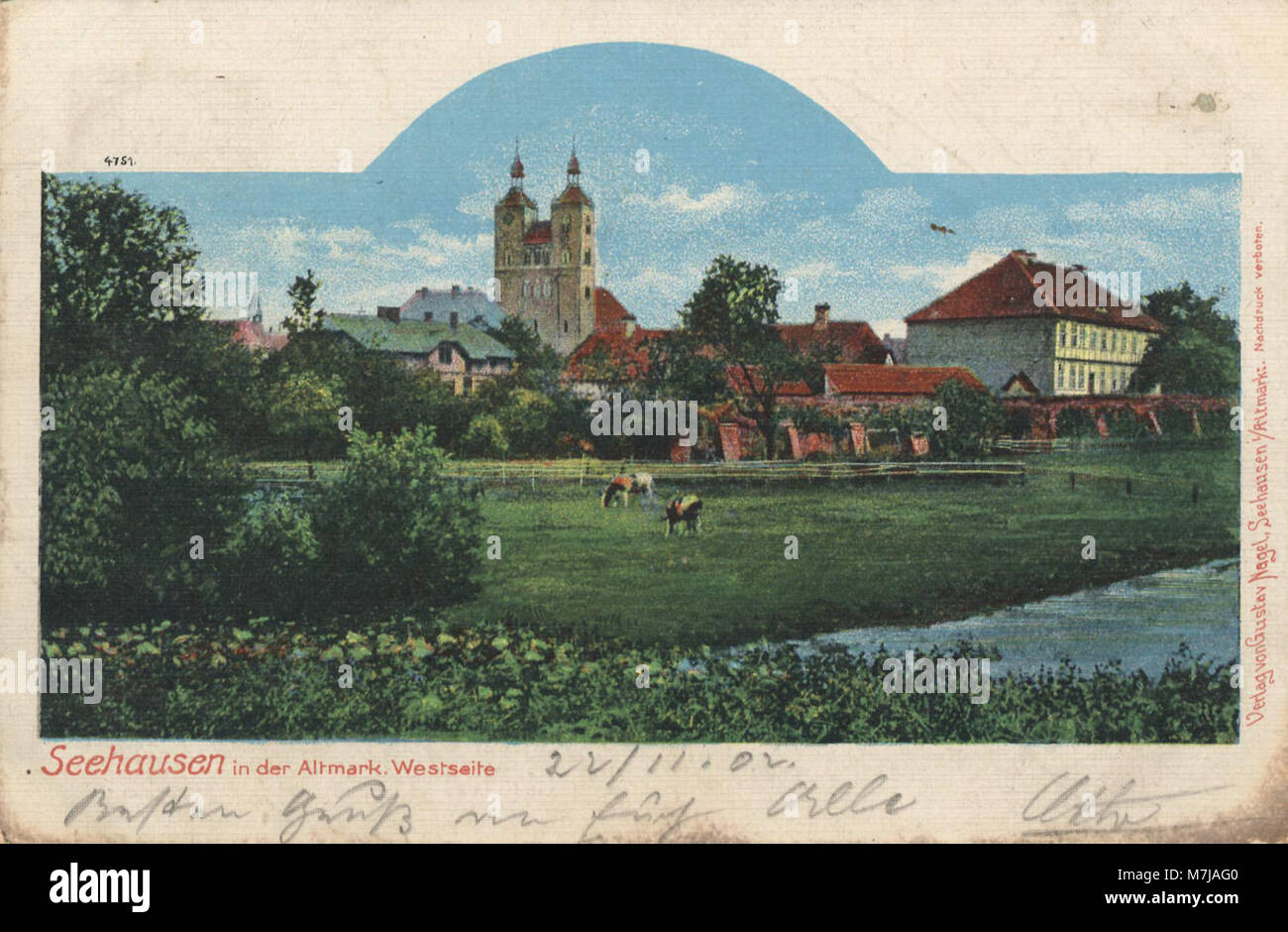 A scenic view of Seehausen in Altmark, Sachsen-Anhalt, Germany, from ...