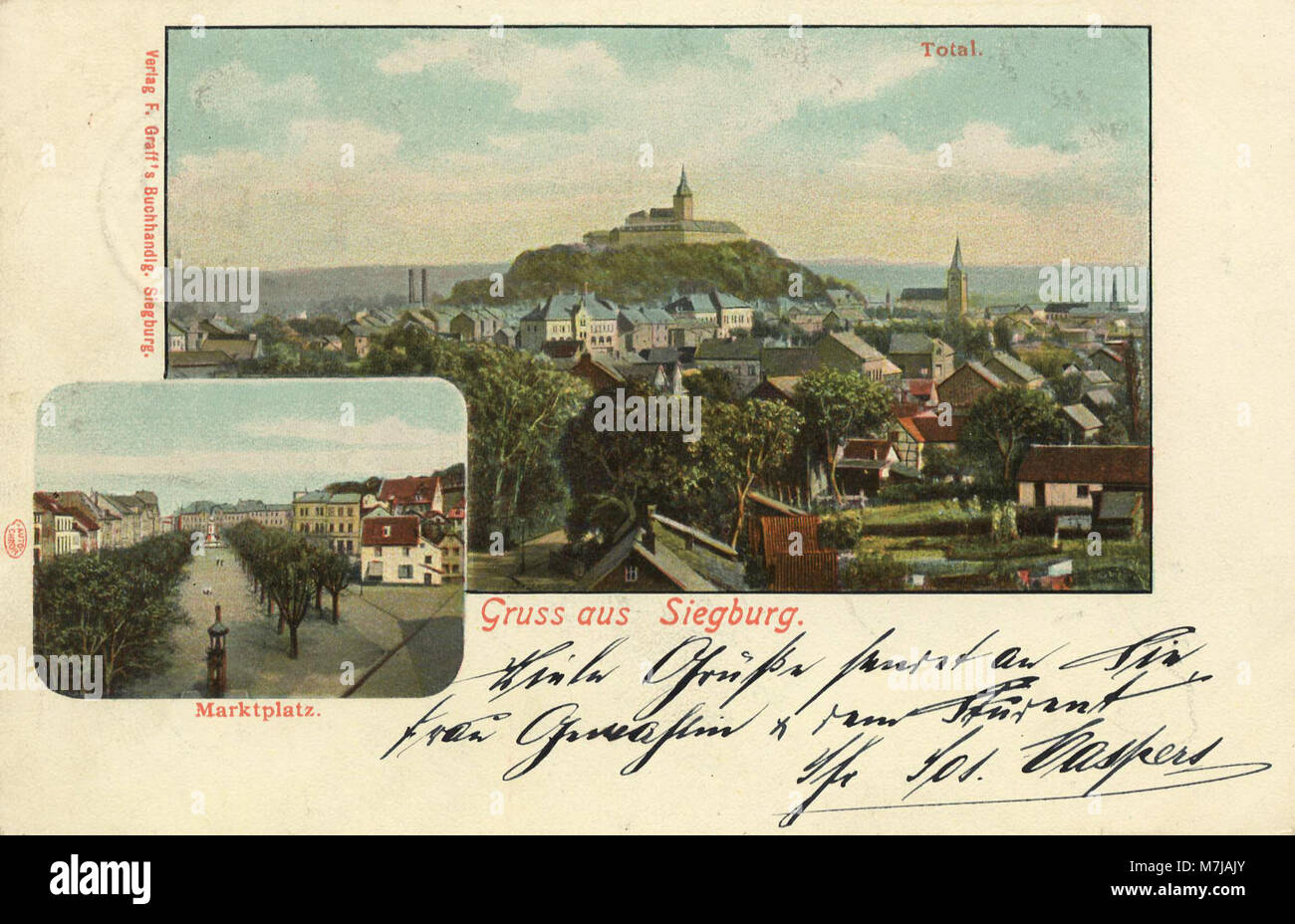 A postcard from Siegburg, Nordrhein-Westfalen, showing a view of the ...