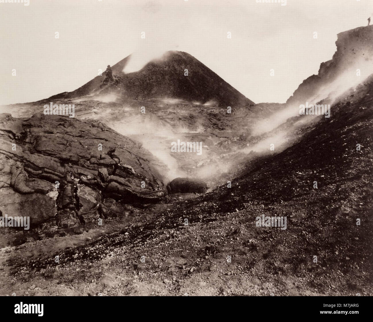 This photograph by Giorgio Sommer captures the crater of Mount Vesuvius ...