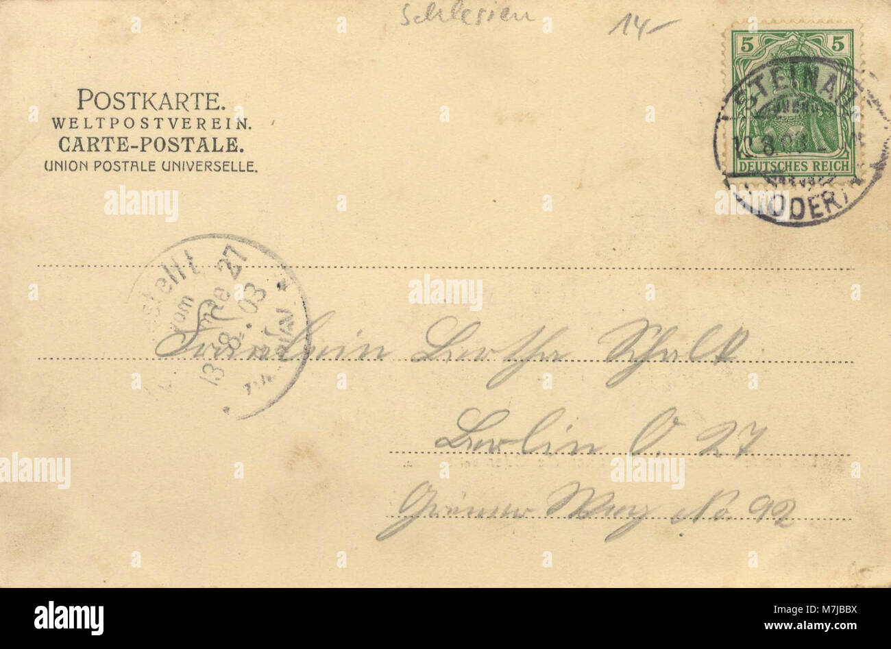 A historical postcard showing the new road bridge over the Oder River ...