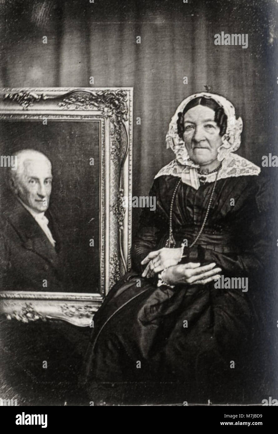 A historical photograph of Anna Sophie Marschner (1771-1851) beside the ...