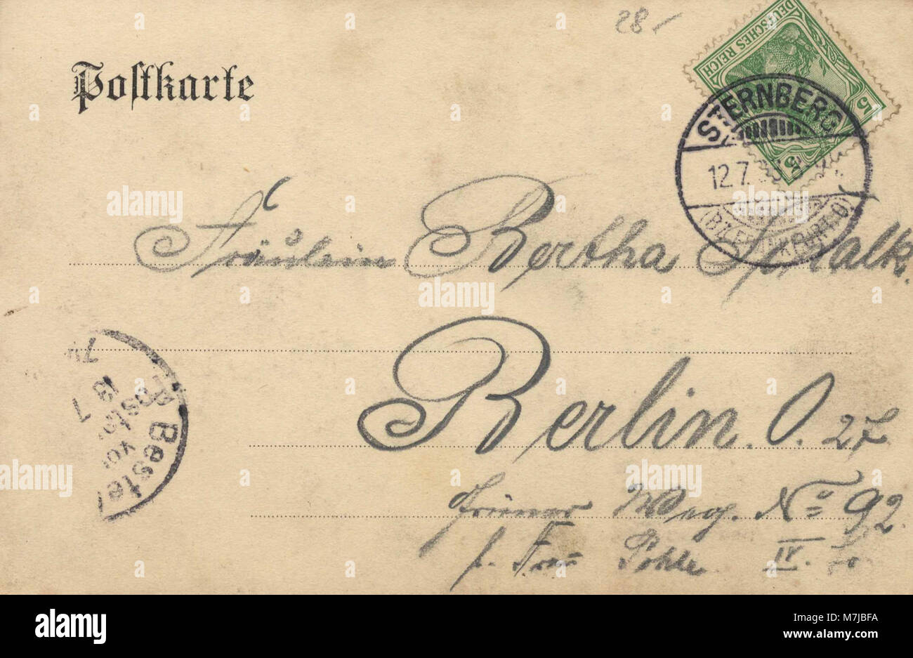 A historical postcard showing the street view of Sternberg, in ...