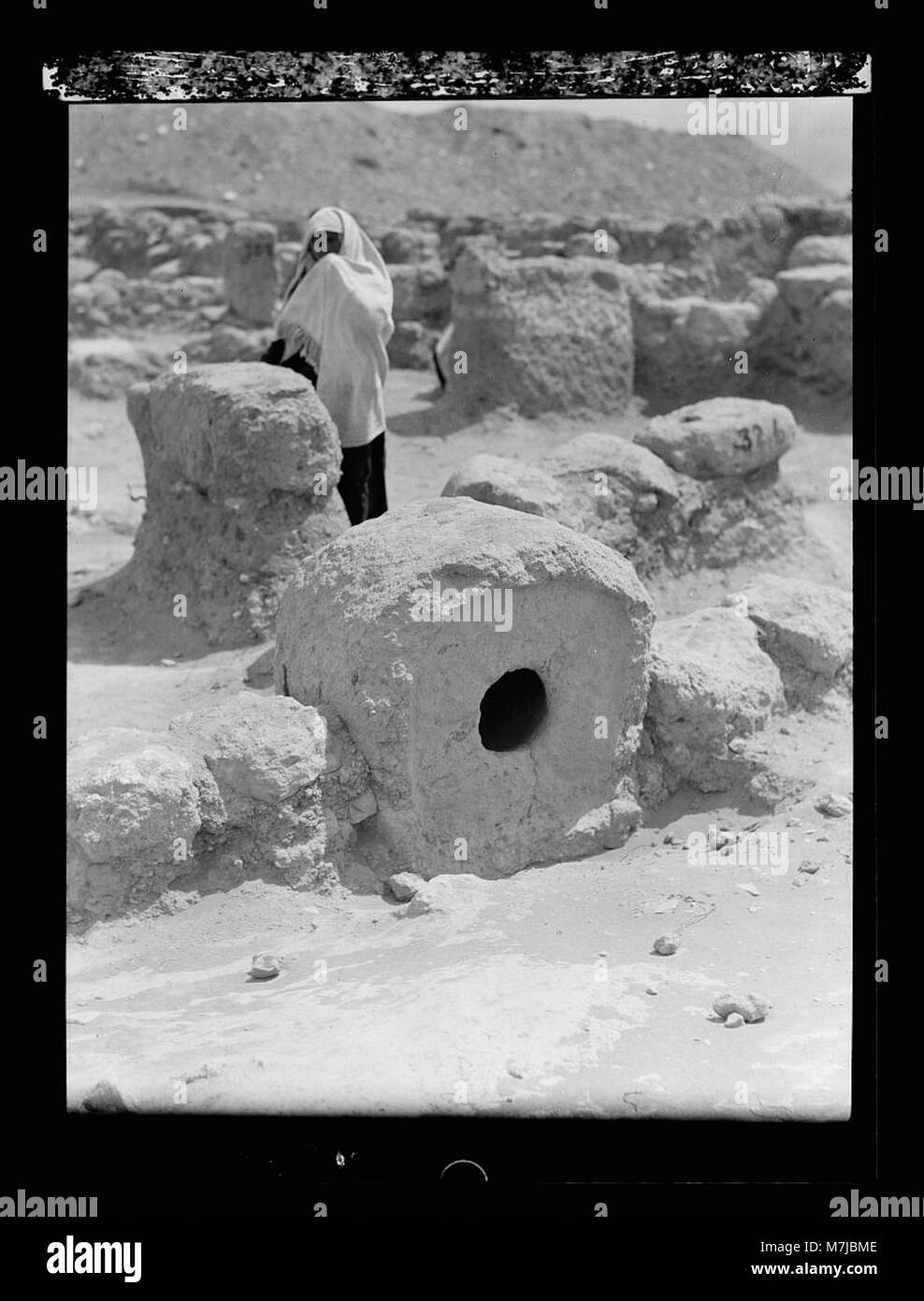 An archaeological excavation at Tell Beit Mirsim, revealing an ancient ...