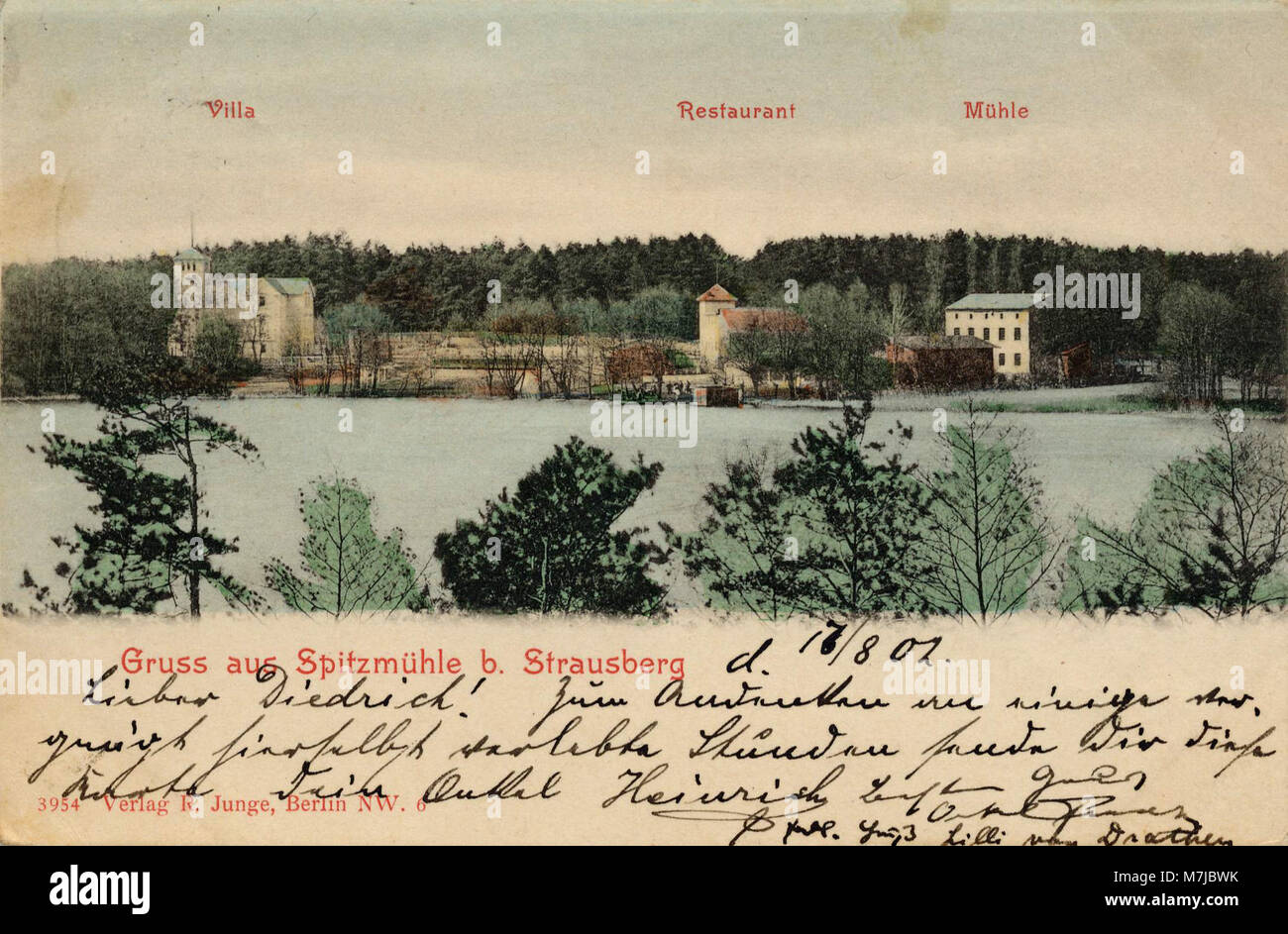 A postcard image of the Spitzmühle, a historic windmill located in ...