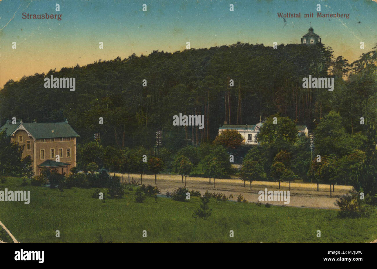 A postcard image of Strausberg in Brandenburg, showing the Wolistal ...