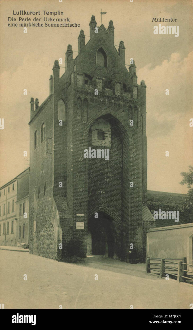 A postcard of the Mühlentor gate in Templin, Brandenburg, Germany. This ...