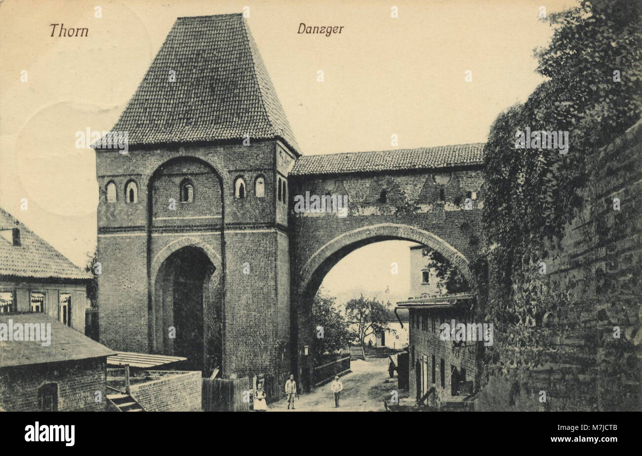 A historic postcard view of Thorn (Toruń) in West Prussia, showing the ...