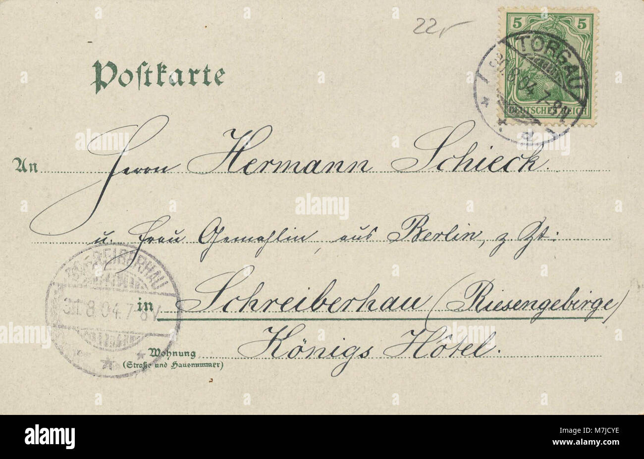 A historical postcard view of Ritterstraße in Torgau, Saxony, showing a ...