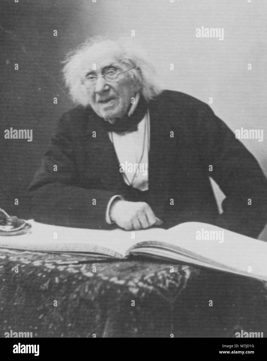 Photograph of chemist Michel Eugène Chevreul in conversation with ...