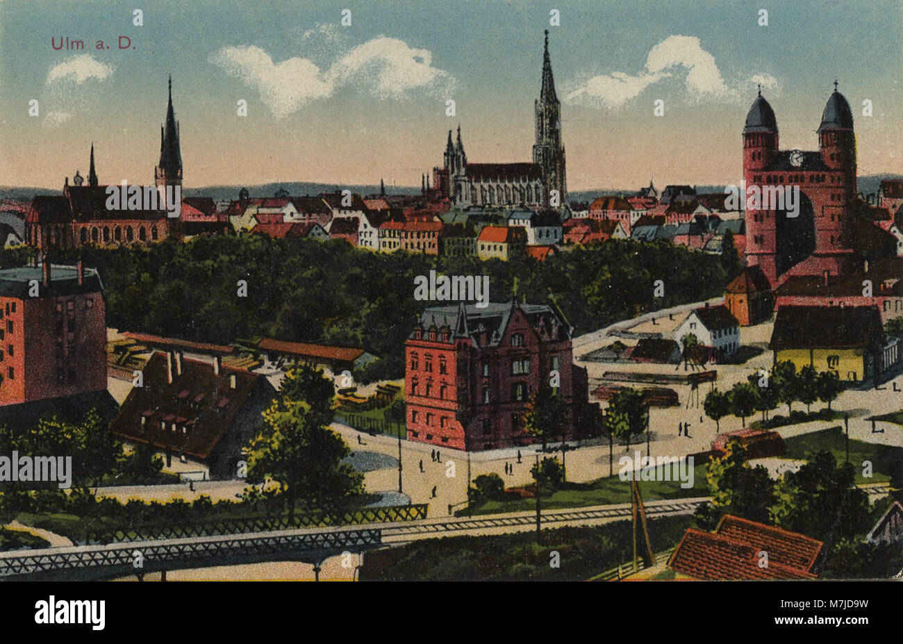 A postcard-style image of Ulm, Baden-Württemberg, showing the town's ...