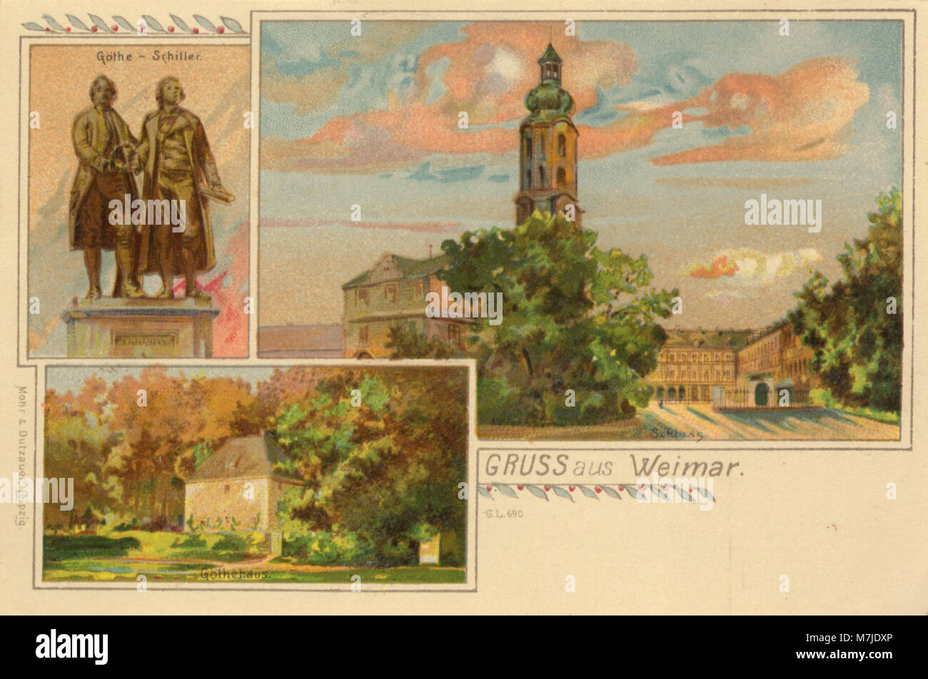 This image captures key landmarks in Weimar, Thüringen, including the ...