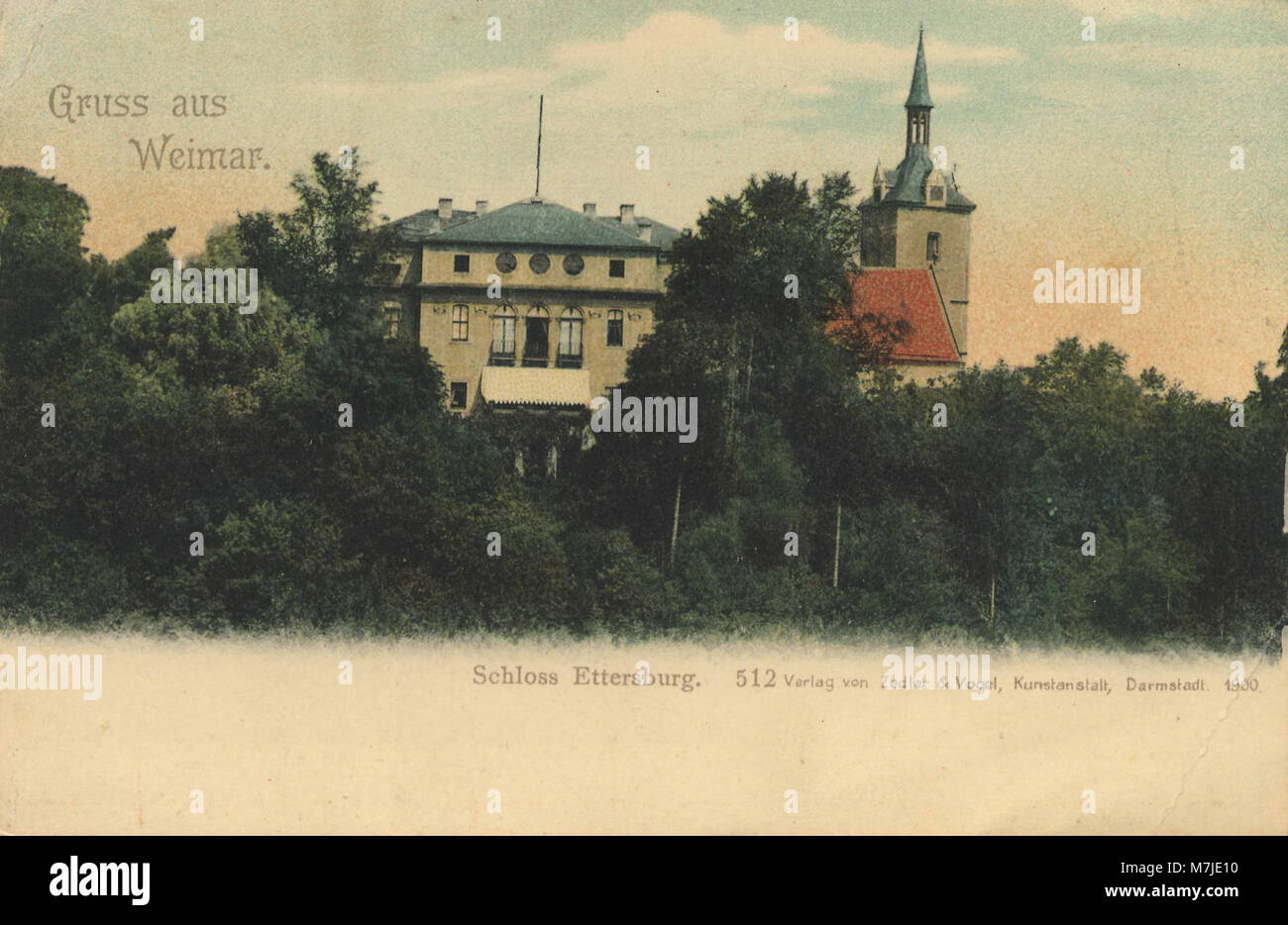 This postcard shows Schloss Ettersburg, a historic castle located in ...
