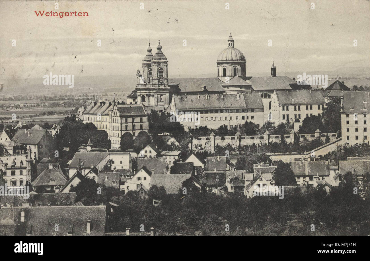 This view shows the south side of the monastery in Weingarten, Baden ...