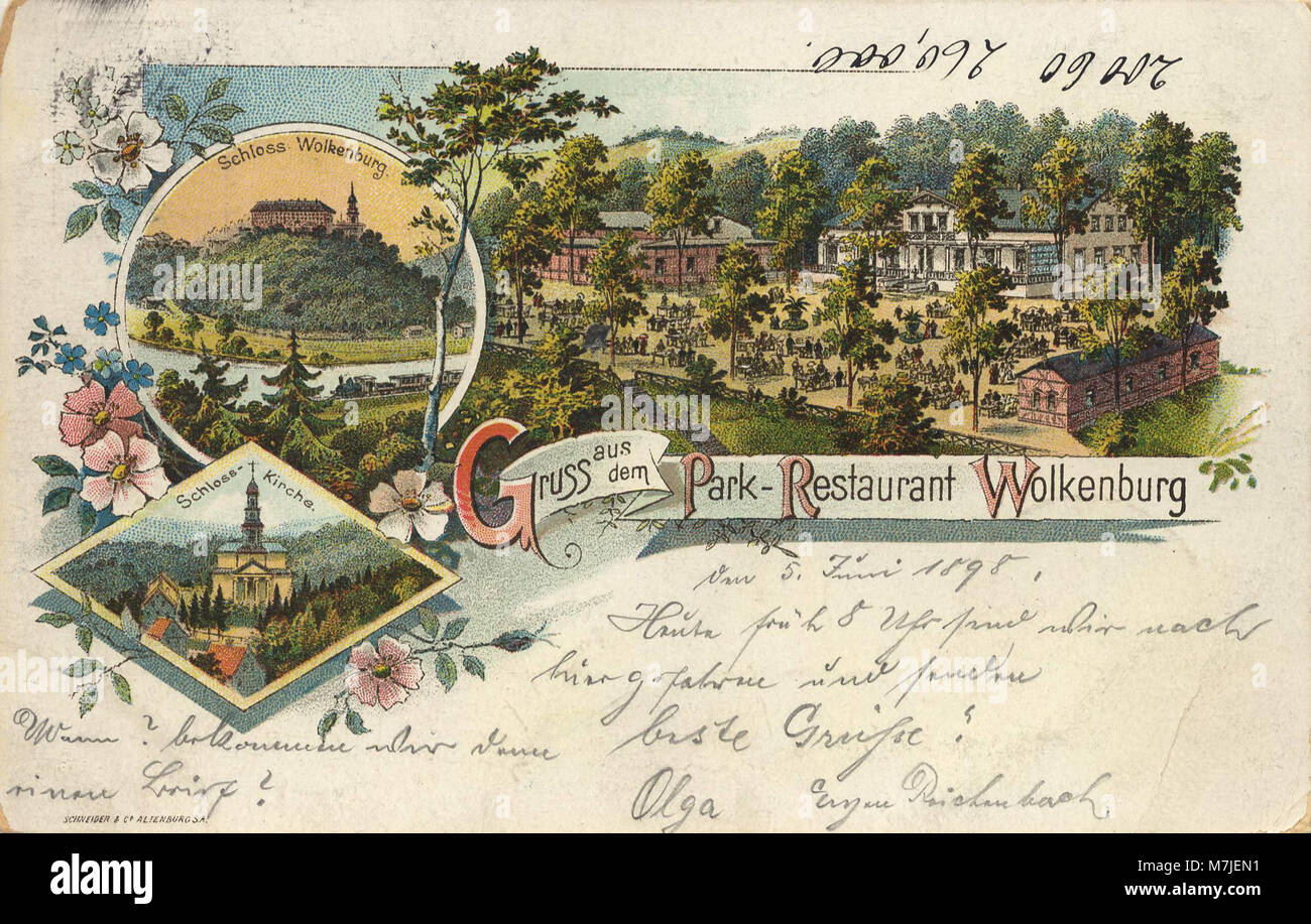 This postcard depicts Wolkenburg Castle in Saxony, Germany, showcasing ...